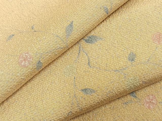 平和屋着物▽上質な小紋　単衣　枝花文　正絹　逸品　AABC3861fy