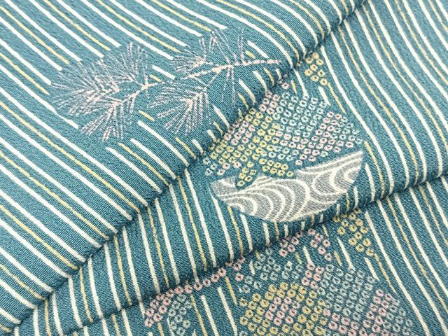 平和屋着物▽小紋　単衣　草花丸文　洗える着物　AABC3900fy