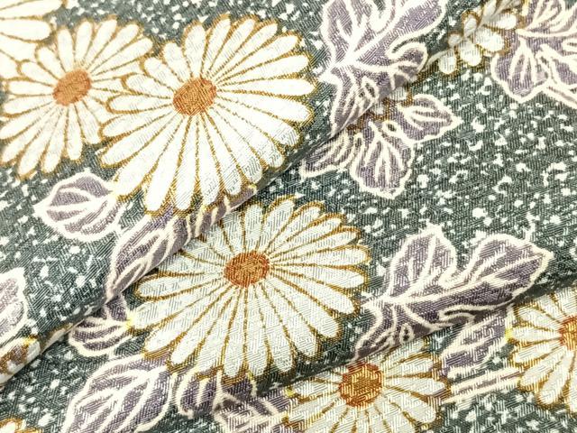 平和屋着物▽小紋　単衣　草花文　洗える着物　AABC3906fy