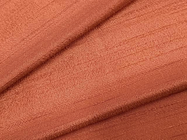 平和屋着物▽上質な紬　単衣　色無地　紅鳶色　正絹　逸品　AABC3907fy