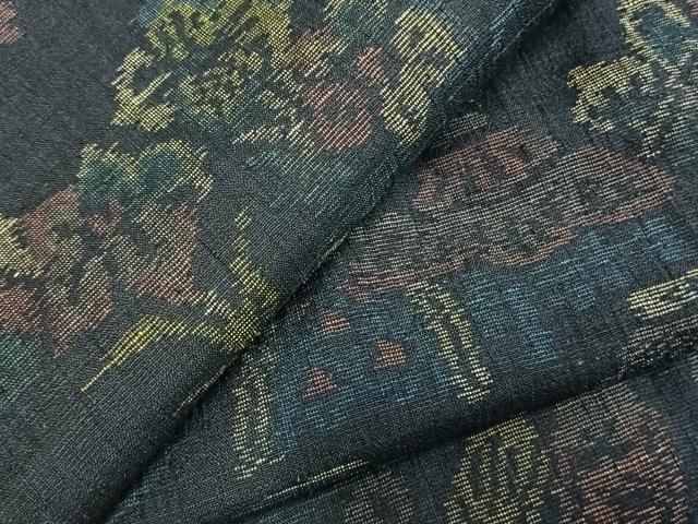 平和屋着物▽上質な紬　単衣　風景文　正絹　逸品　AABC3908fy