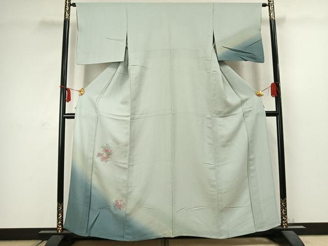 平和屋着物▽訪問着　単衣　中国三大刺繍　汕頭刺繍　スワトウ刺繍　雪輪花文　暈し染め　正絹　逸品　AABC3920fy