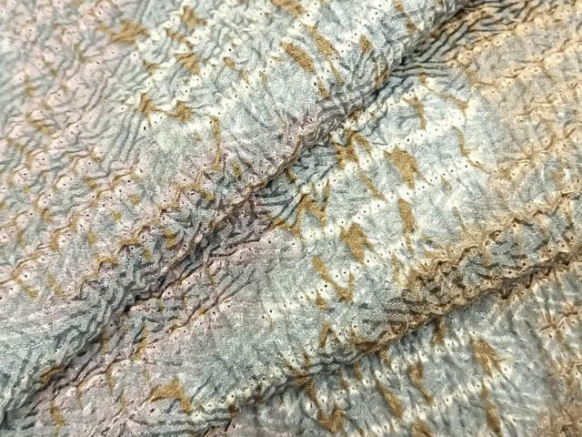 平和屋着物▽上質な小紋　単衣　絞り　流水文　正絹　逸品　AABC3931fy