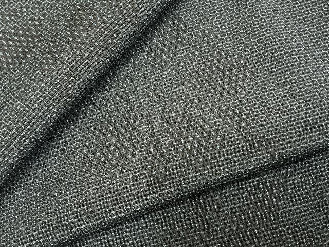 平和屋着物▽本塩沢　単衣　110亀甲　花唐草文　正絹　逸品　AABC3935fy