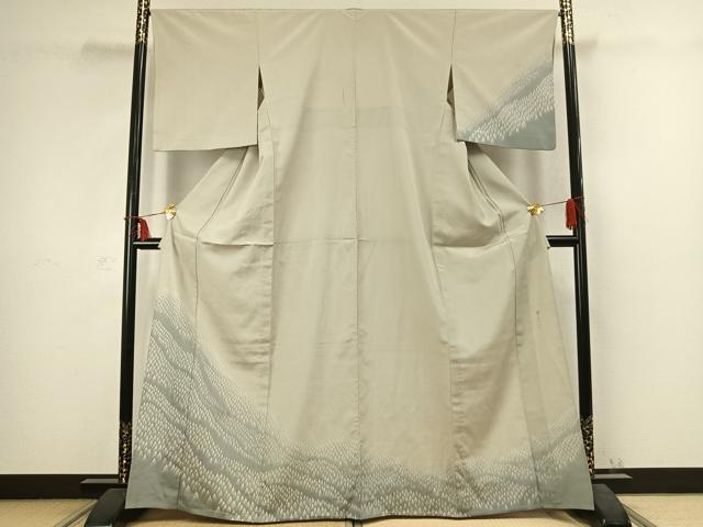 平和屋着物▽藤倉守正　訪問着　単衣　本塩沢　樹林文　正絹　逸品　AABC3961fy