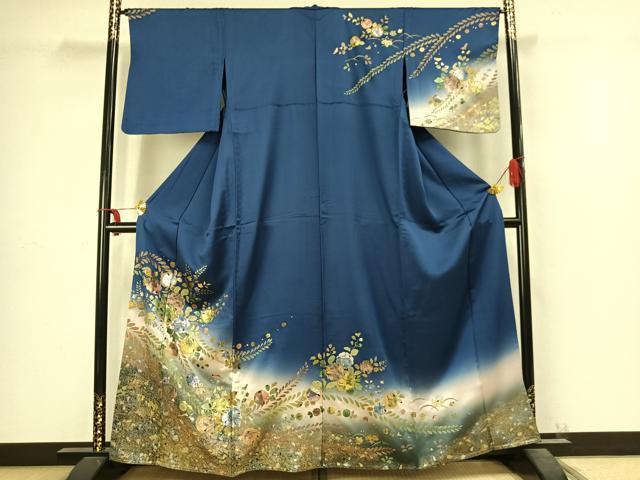 平和屋着物▽訪問着　単衣　辻が花　暈し染め　正絹　逸品　AABC4003fy