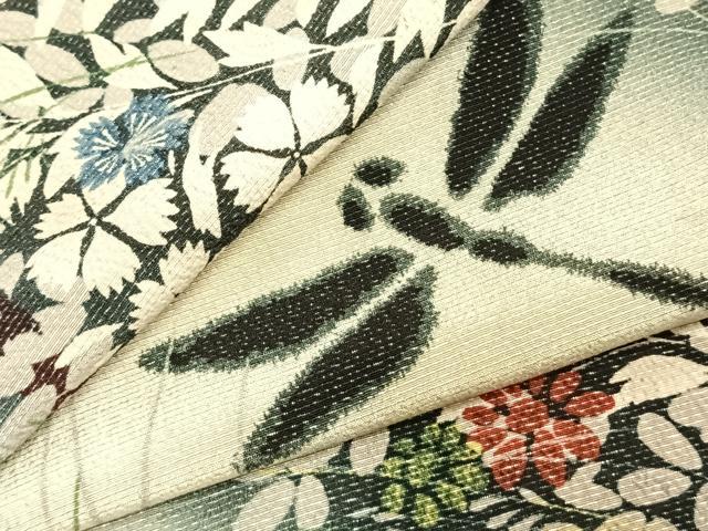 平和屋着物＊夏物　アンティーク　大正ロマン　小紋　草花文　勝虫　正絹　逸品　AABC4040fy