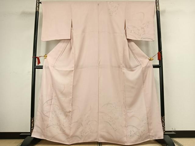 平和屋着物▽訪問着　無双　紗袷　紗×絽　草花文　銀彩　正絹　逸品　AABC4079fy