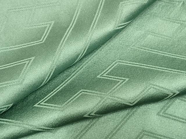 平和屋着物▽上質な色無地　単衣　紗綾形地紋　青磁色　正絹　逸品　未使用　AABC4090fy