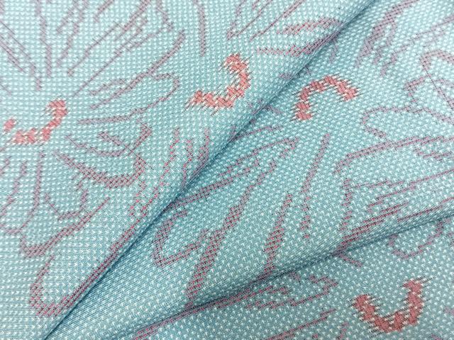 平和屋着物▽本場大島紬　単衣　9マルキ　舞花文　正絹　逸品　AABC4096fy