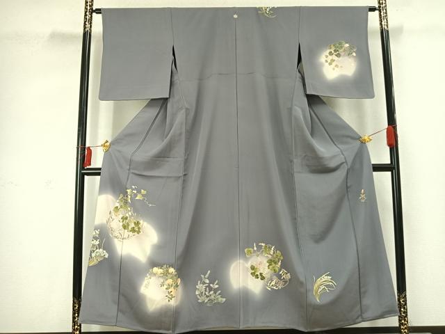 平和屋着物▽訪問着　単衣　蔦の葉文　暈し染め　正絹　逸品　AABC4120fy