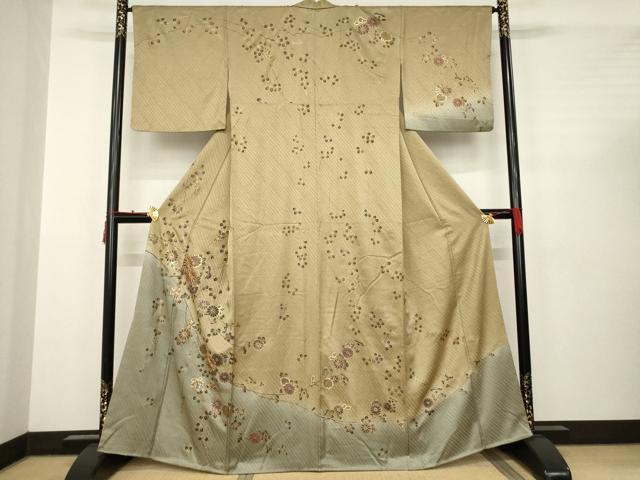 平和屋着物●訪問着　駒刺繍　枝花文　金彩　正絹　逸品　AABC4126ck