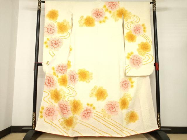 平和屋着物●豪華振袖　総絞り　流水花文　正絹　逸品　AABC4146ck