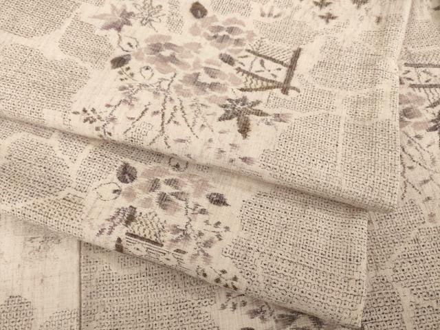 平和屋着物●本場結城紬　重要無形文化財　100亀甲　花籬文　正絹　逸品　AABC4161ck