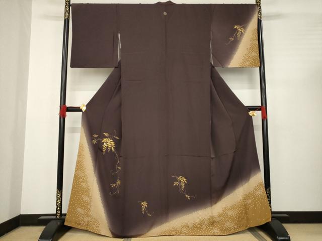 平和屋着物●訪問着　手描き　竹屋町刺繍　花蔦草文　暈し染め　金彩　鈴乃屋扱い　正絹　逸品　AABC4165ck