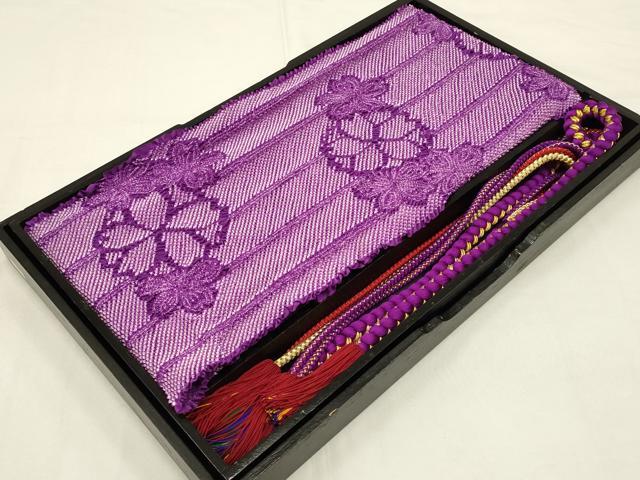 平和屋本店●和装小物　帯締め・帯揚げセット　振袖用　総絞り　花柄　金糸　撚り房　逸品　AABC4206ay