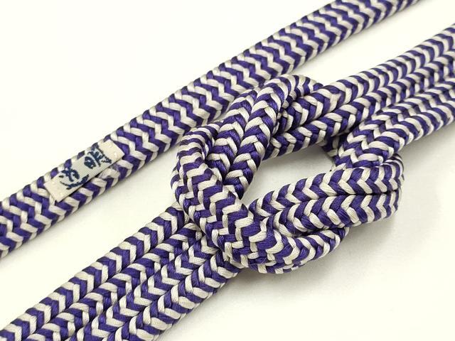 平和屋着物●極上　有職組紐道明　帯締め　冠組　紫×白　宮内庁御用　国立博物館御用　東京芸術大学御用　逸品　AABC4242ay