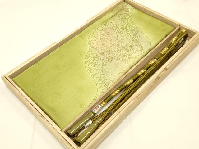 平和屋本店●和装小物　帯締め・帯揚げセット　道長吉祥花文　暈し染め　金糸　逸品　未使用品あり　AABC4262ay