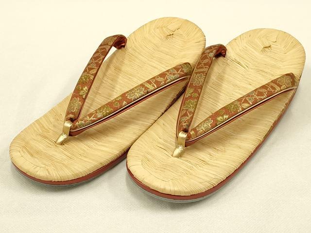 平和屋着物●和装小物　和装草履　畳表　籬花文　金糸　逸品　AABC4316ay