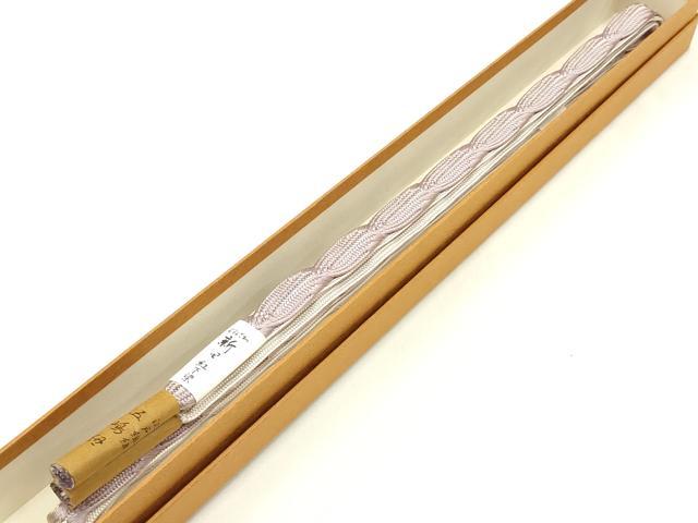 平和屋着物●無形文化財　江戸組紐　五嶋紐　帯締め　よねざわ新田　紅下染　金糸　逸品　新品　AABC4336ay