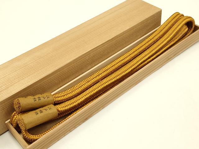 平和屋着物●無形文化財　江戸組紐　五嶋紐　帯締め　冠組　山吹茶色　撚り房　正絹　逸品　新品　AABC4346ay