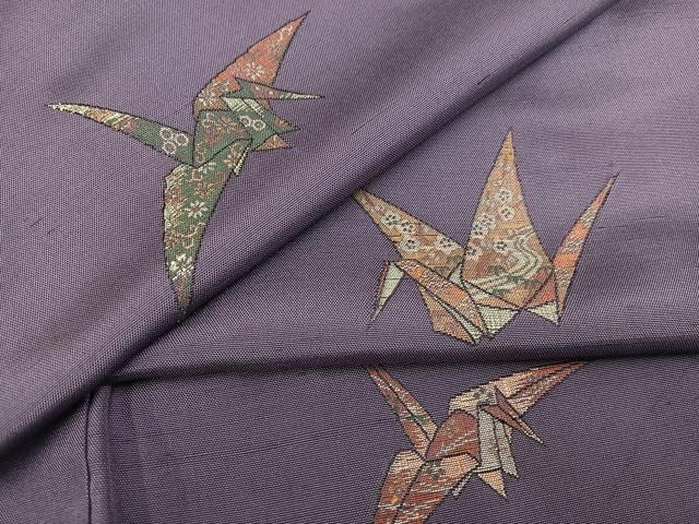 平和屋着物●京の名門・菱屋六右ェ門　紬　群れ鶴　正絹　逸品　AABC4455ph