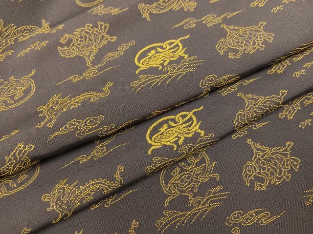 平和屋着物●黄金糸　お召　四神文　正絹　逸品　AABC4486ph