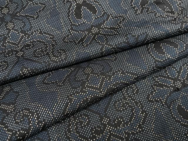 平和屋着物●本場大島紬　一元絣　花唐草文　正絹　逸品　AABC4508ph