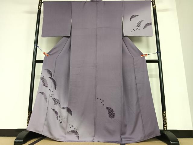 平和屋着物●訪問着　輪奈ビロード　雪輪重ね吉祥地紋　江戸紫色　正絹　逸品　AABC4802zg