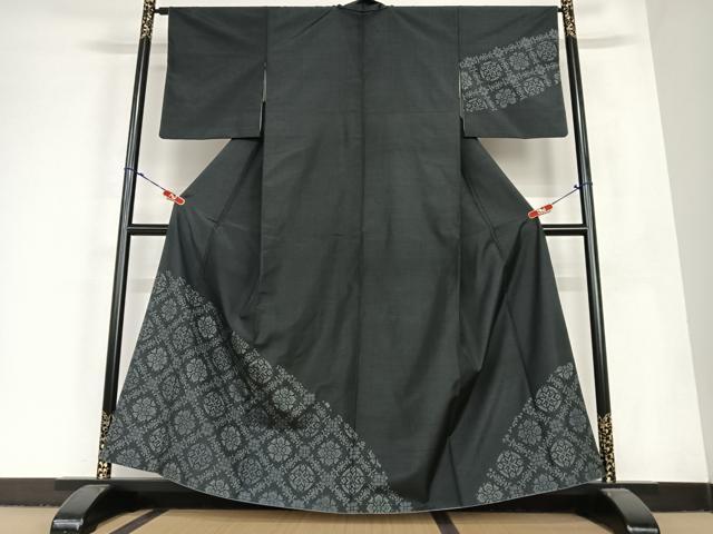 平和屋着物●訪問着　紬地　花菱文　正絹　逸品　AABC4838zg