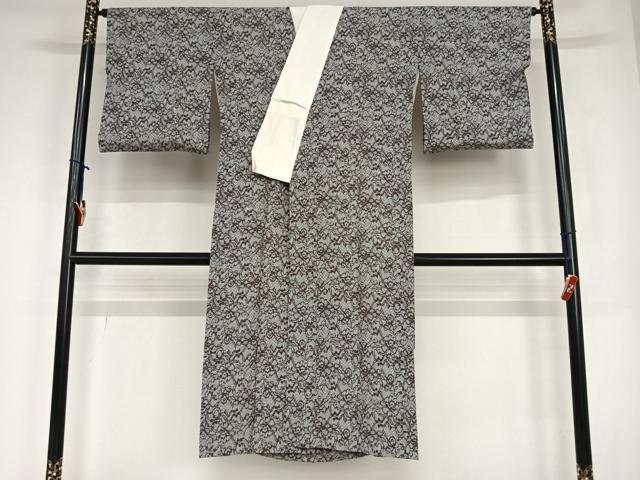 平和屋着物●長襦袢　袷　草花文　広衿仕立て　正絹　逸品　AABC4843zg