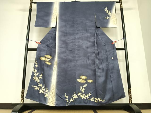 平和屋着物●訪問着　作家物　駒刺繍　絞り　枝桜文　暈し染め　金彩　やまと誂製　正絹　逸品　AABC4847zg