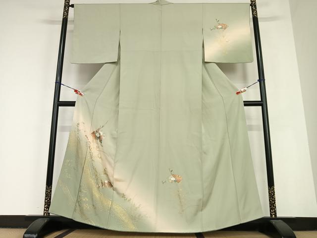 平和屋着物●訪問着　地紙枝花文　暈し染め　金彩　高島屋扱い　正絹　逸品　AABC4854zg