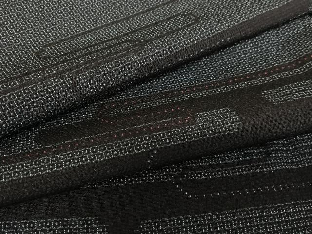 平和屋着物●本塩沢　110亀甲　エ霞文　正絹　逸品　AABC4860zg