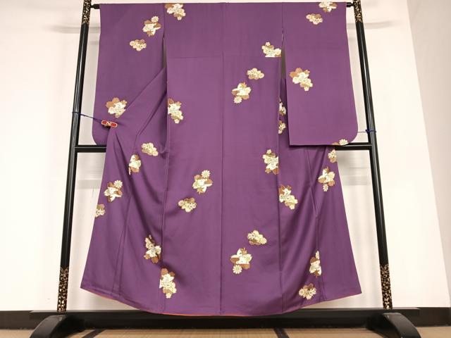 平和屋着物●小振袖　二尺袖　舞花文　金彩　正絹　逸品　AABC4866zg