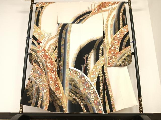 平和屋着物●豪華振袖　草花間道　暈し染め　金彩　正絹　逸品　AABC4879zg