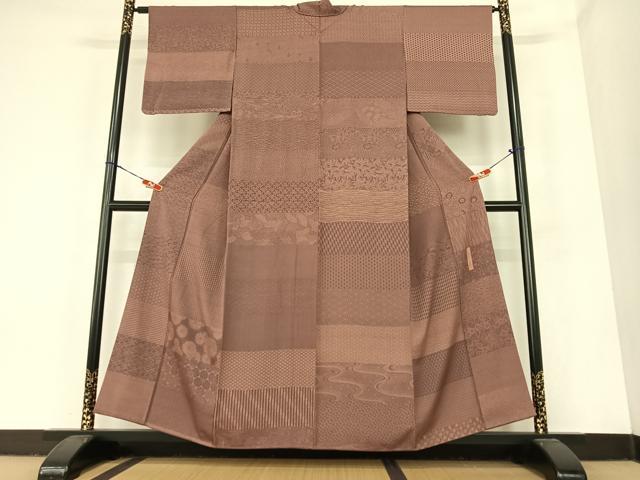 平和屋着物●人間国宝　初代 六谷梅軒(六谷紀久男)錐彫り　重要無形文化　財伊勢型紙　江戸小紋　百柄　正絹　逸品　AABC4884zg