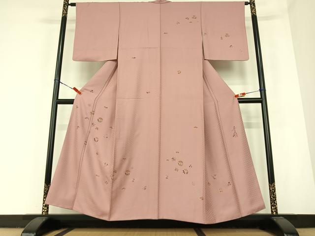 平和屋着物●友禅作家の巨匠　浅井青仁　訪問着　草花丸文　金彩　正絹　逸品　AABC4887zg