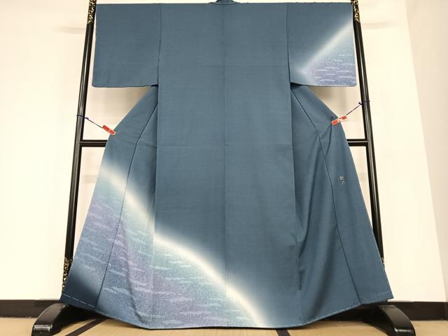 平和屋着物●訪問着　作家物　紬地　霞文　暈し染め　正絹　逸品　未使用　AABC4900zg