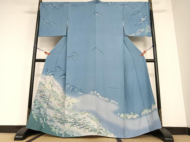 平和屋着物●訪問着　友禅　遠山重ね風景松文　暈し染め　正絹　逸品　AABC4917zg