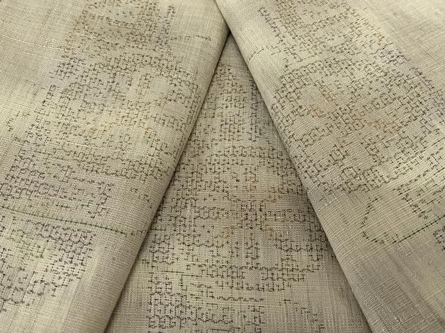 平和屋着物●結城紬　100亀甲　飛び亀甲柄　源氏車花文　正絹　逸品　AABC4931zg