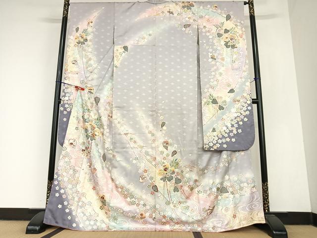 平和屋着物●豪華振袖　流水舞桜　暈し染め　金彩　正絹　逸品　AABC4933zg