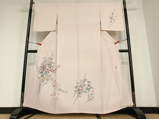 平和屋着物●本加賀友禅作家　岡本幸治　訪問着　枝花文　暈し染め　正絹　逸品　AABC4944zg