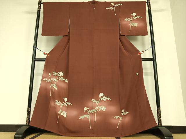 平和屋着物●本加賀友禅作家　沢飯芳雄　訪問着　枝花文　暈し染め　正絹　逸品　AABC4963zg