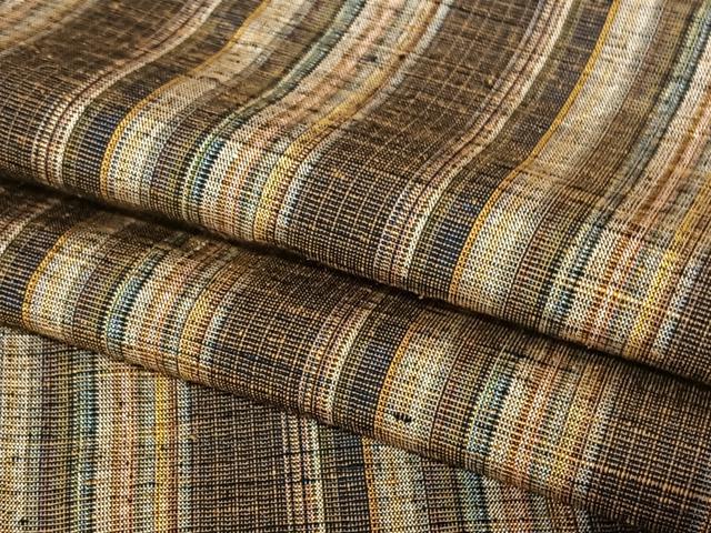 平和屋着物●上質な紬　縞　正絹　逸品　AABC5001zg