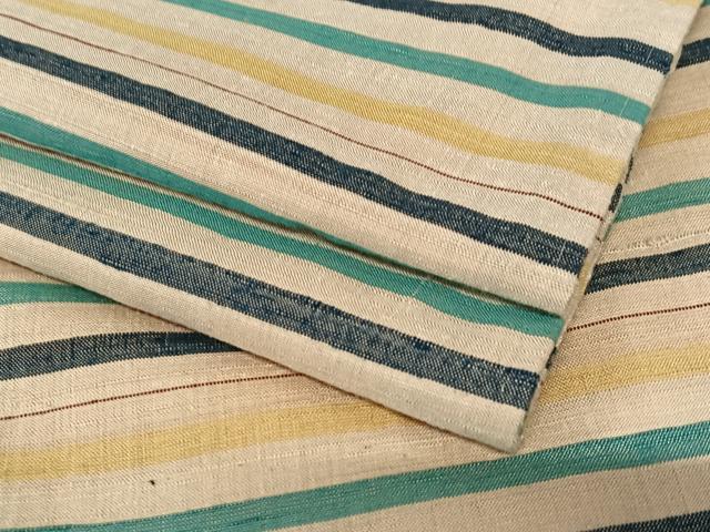 平和屋着物●上質な紬　横段文　正絹　逸品　AABC5006zg