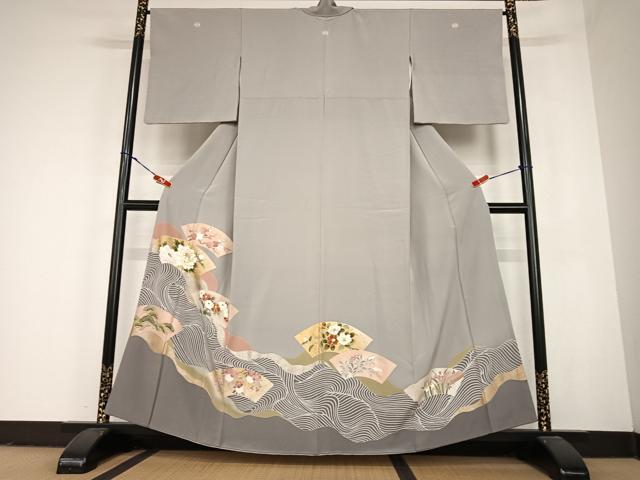 平和屋着物●豪華色留袖　駒刺繍　道長地紙重ね花文　金銀彩　正絹　逸品　AABC5012zg