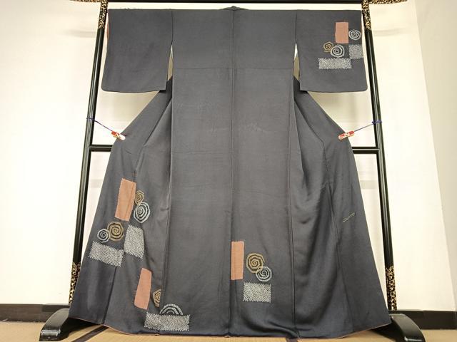 平和屋着物●ファッションデザイナー　HIROKO KOSHINO　コシノヒロコ　訪問着　駒刺繍　絞り　渦巻き　正絹　逸品　AABC5014zg