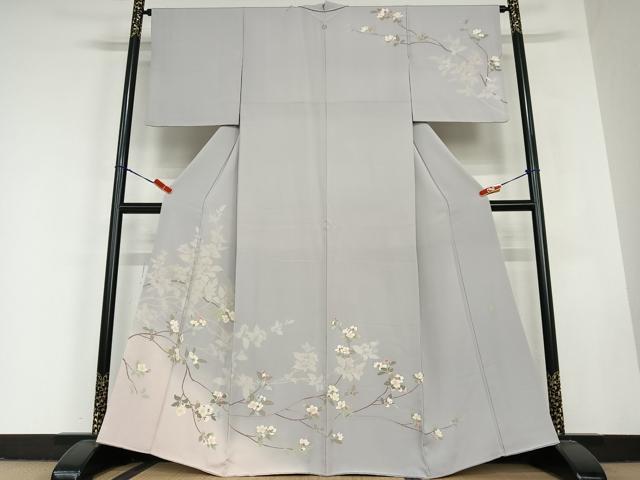 平和屋着物●本加賀友禅作家　金丸明広　訪問着　枝花文　暈し染め　正絹　逸品　AABC5107zg