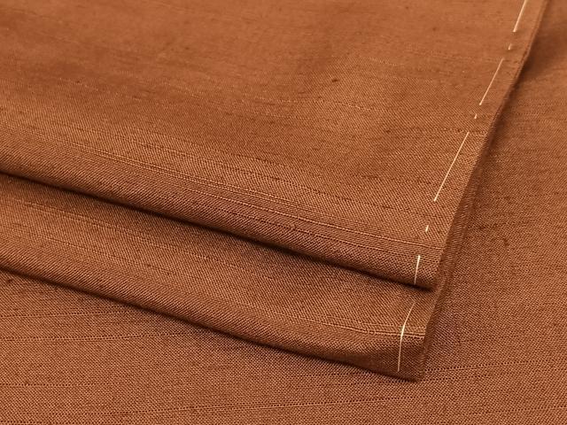 平和屋着物●上質な紬　色無地　小豆色　正絹　逸品　未使用　AABC5124zg